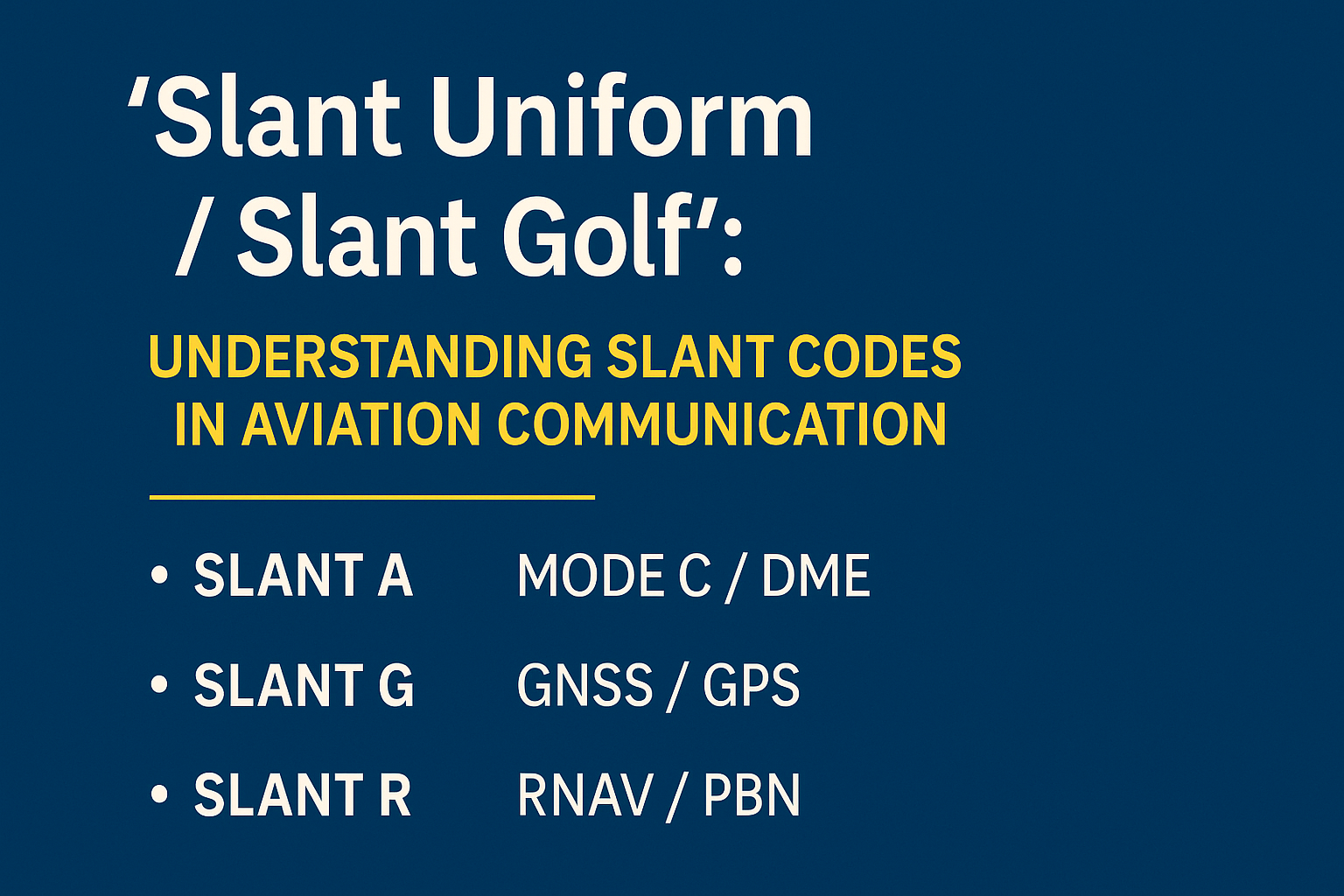 解密 “Slant Uniform Slant Golf”：飞行员口中的设备暗语大全 - A Fly and Travel Blog